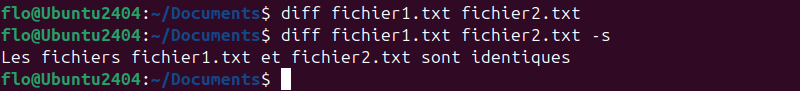 Comparer 2 fichiers avec la commande diff sous Linux