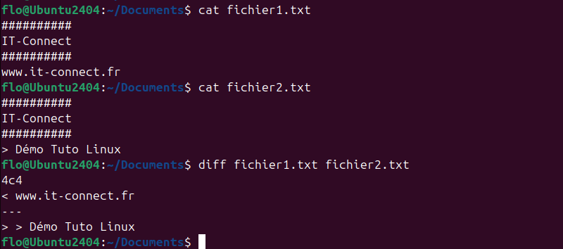 Comparer 2 Fichiers Avec La Commande Diff Sous Linux