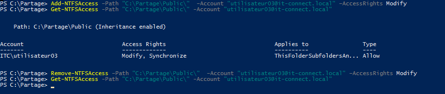 Gérer les autorisations NTFS en PowerShell avec NTFSSecurity | IT-Connect