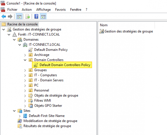 GPO par défaut : Default Domain Policy et Default Domain Controllers Policy