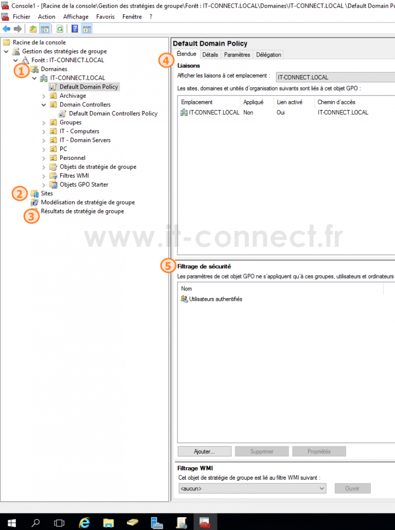 La console GPMC - Group Policy Management Console