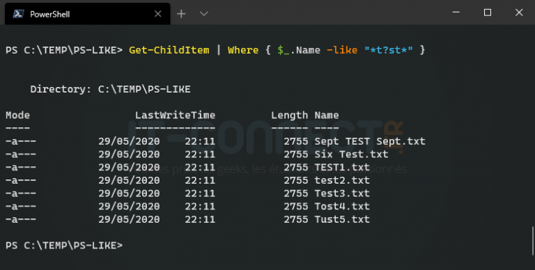 PowerShell : les opérateurs -like et -notlike | IT-Connect