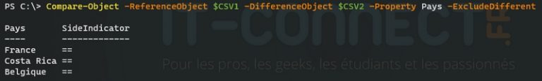 PowerShell - Comparer des objets avec Compare-Object