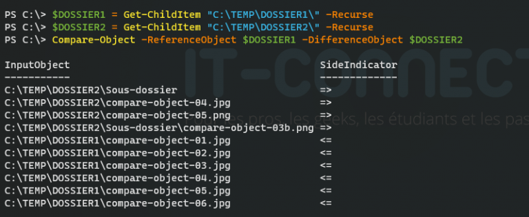 PowerShell - Comparer des objets avec Compare-Object