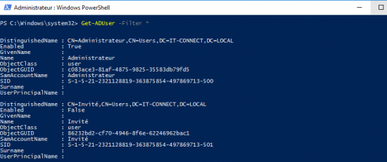 Récupérer des informations sur les utilisateurs avec PowerShell