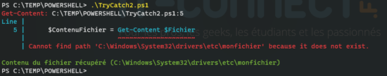 PowerShell : gérer les erreurs avec Try, Catch et Finally