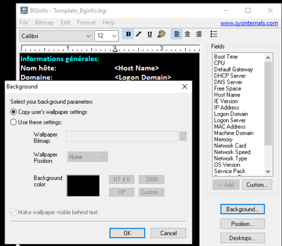 Configuration Bginfo : afficher des infos systèmes sur le bureau de ...