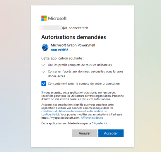 PowerShell : comment se connecter à Microsoft Graph API
