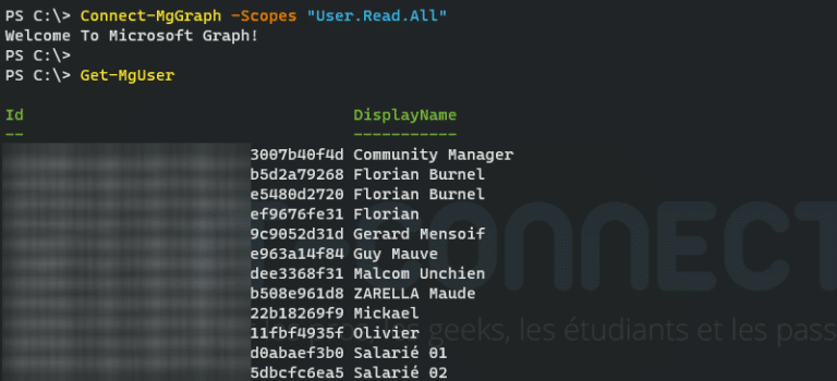 PowerShell : comment se connecter à Microsoft Graph API