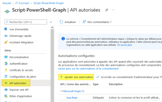 PowerShell : comment se connecter à Microsoft Graph API