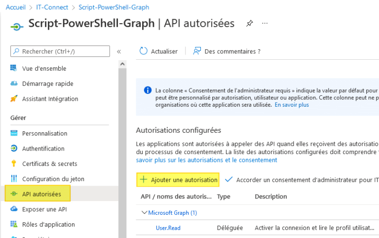 PowerShell : comment se connecter à Microsoft Graph API