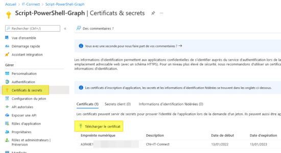 PowerShell : comment se connecter à Microsoft Graph API