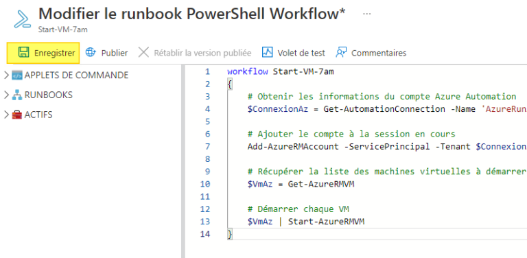 Comment démarrer une VM Azure avec Azure Automation