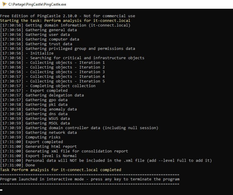 PingCastle, un outil pour auditer son Active Directory