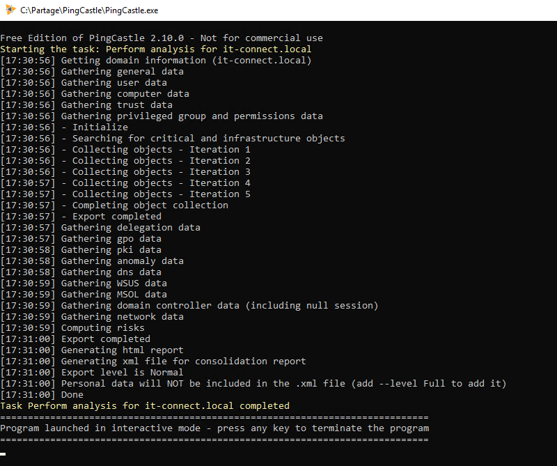 PingCastle, un outil pour auditer son Active Directory