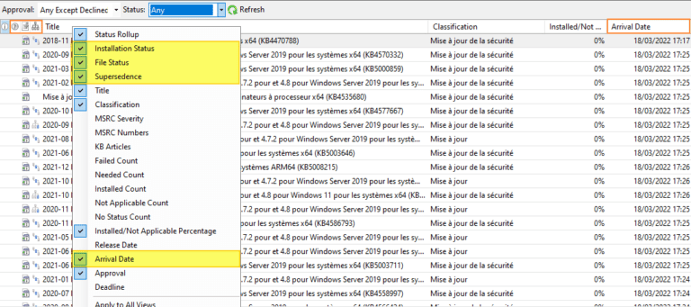 Prise en main de la console WSUS