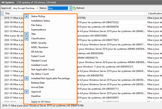 Prise en main de la console WSUS