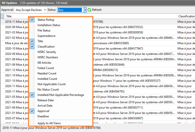 Prise en main de la console WSUS
