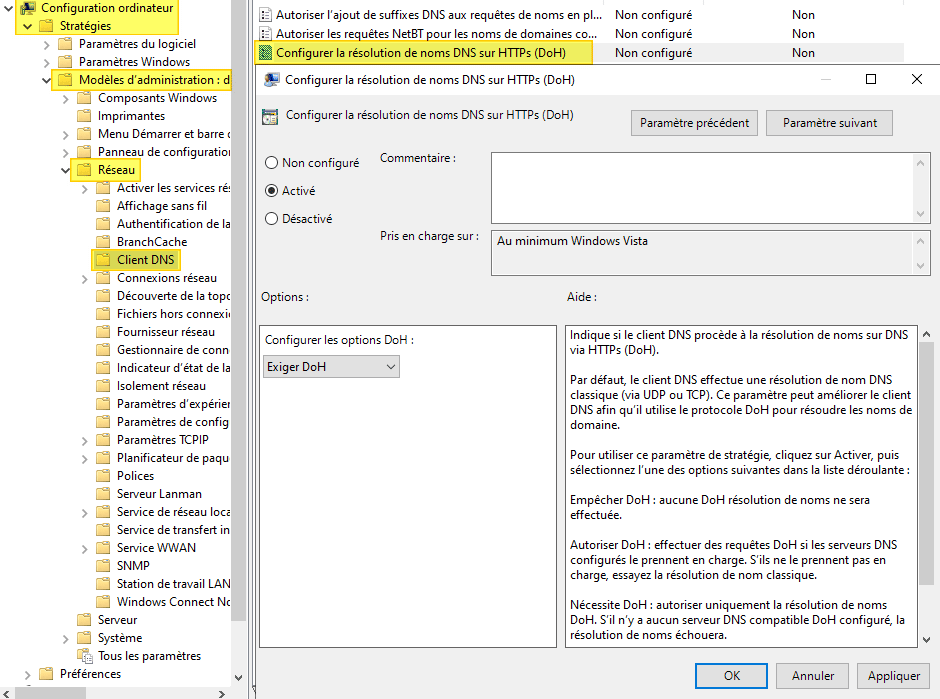 Comment configurer le DoH sur Windows Server 2022