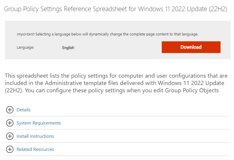 Windows 11 22H2 : télécharger et installer les modèles ADMX