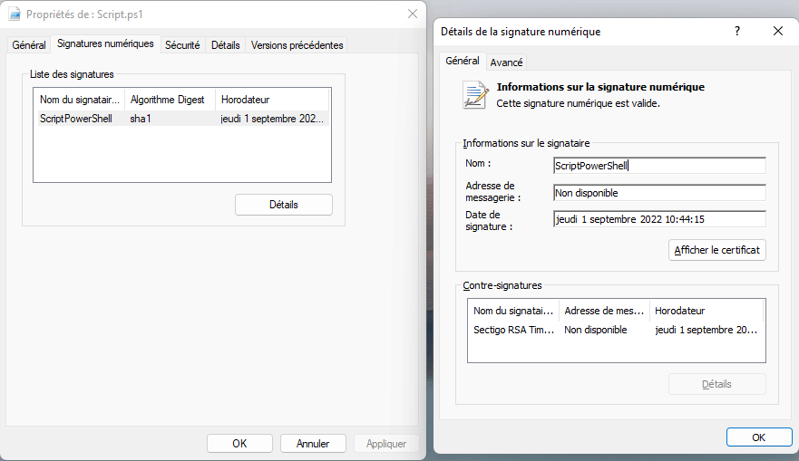 Signer un script PowerShell avec un certificat auto-signé