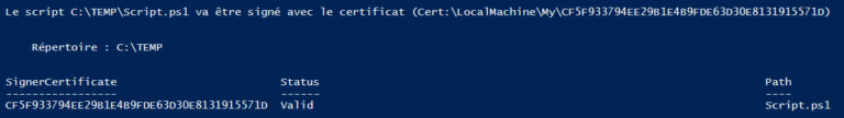 Signer un script PowerShell avec un certificat auto-signé