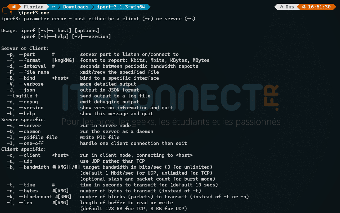 Réseau : tests de bande passante sous Windows avec iperf