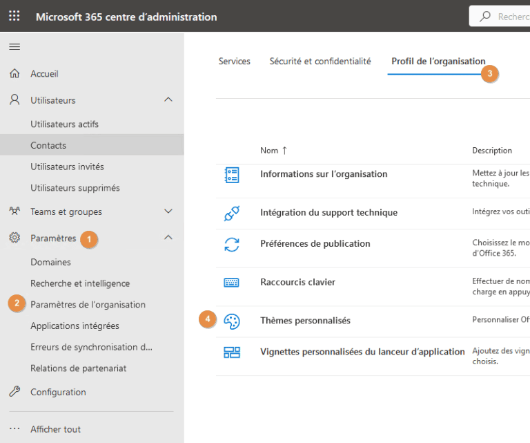 Office 365 - Personnaliser le thème de l'interface