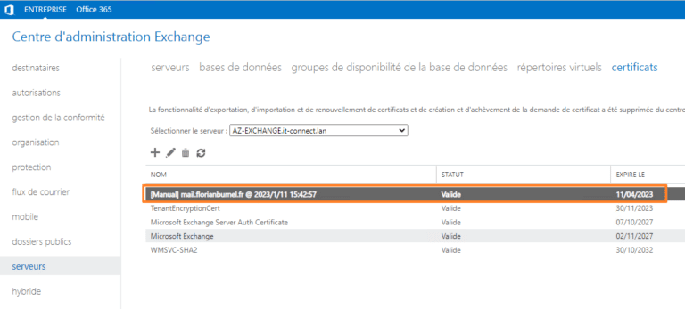 Exchange Server 2019 - Certificat SSL avec Let's Encrypt