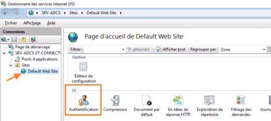 Serveur IIS : activer l'authentification Windows NTLM
