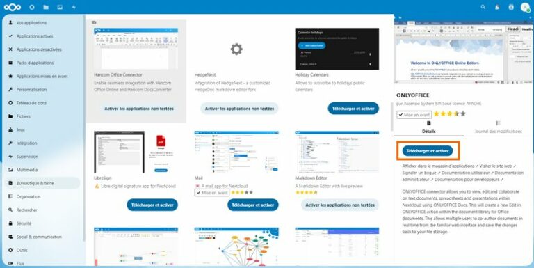 Installer ONLYOFFICE Docs et l'intégrer à Nextcloud