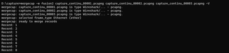 Wireshark : fusionner des fichiers de capture avec Mergecap