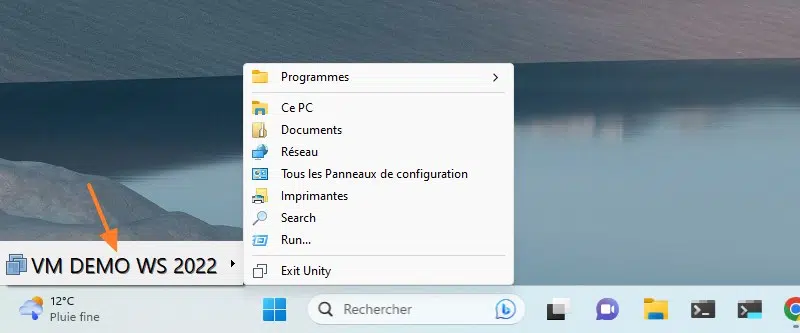 Découverte du mode Unity de VMware Workstation Pro / Player