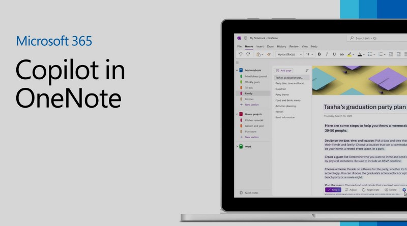 OneNote va bénéficier de Microsoft 365 Copilot
