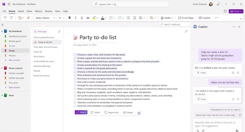 OneNote va bénéficier de Microsoft 365 Copilot