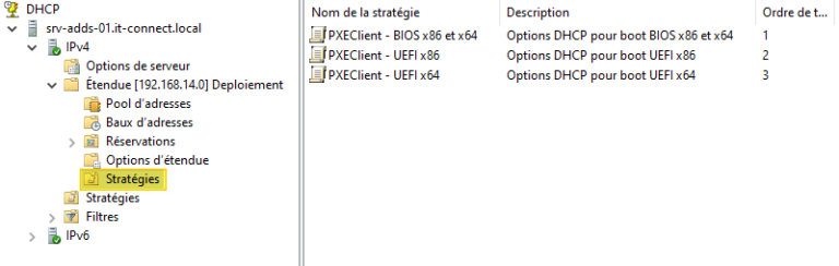 Serveurs WDS et DHCP : configurer le boot PXE BIOS et UEFI