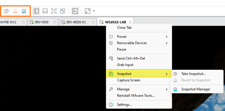 Utiliser les snapshots avec VMware Workstation Pro