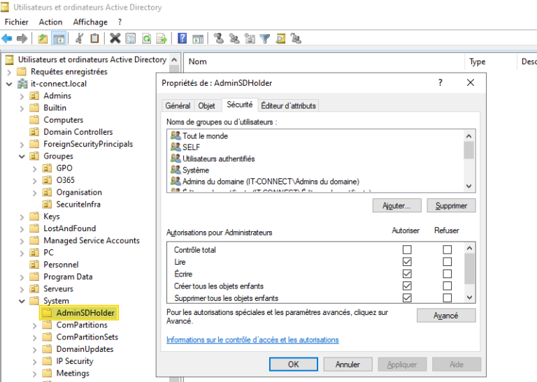 Sécurité Active Directory : AdminSDHolder et adminCount