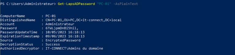 Configurer Windows LAPS avec l'Active Directory