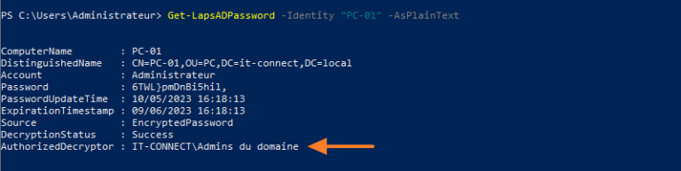 Configurer Windows LAPS avec l'Active Directory