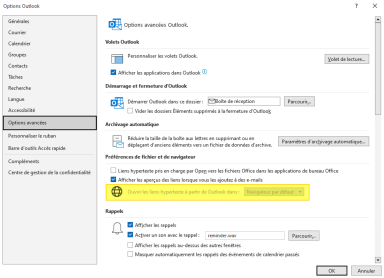 Une GPO pour que Outlook ouvre les liens avec le navigateur par défaut