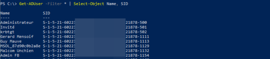 4 commandes pour obtenir la liste des SID avec PowerShell