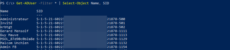 4 commandes pour obtenir la liste des SID avec PowerShell