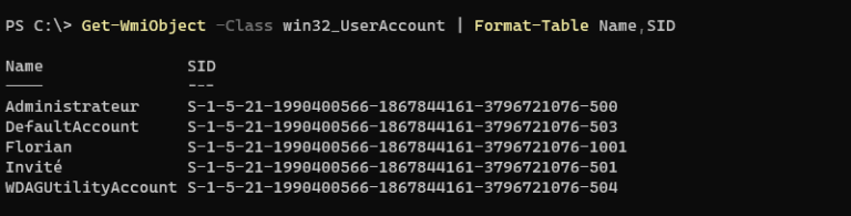 4 commandes pour obtenir la liste des SID avec PowerShell