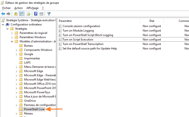 Comment configurer Powershell 7 (Core) par GPO