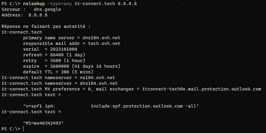 Comment utiliser nslookup et Resolve-DnsName sous Windows