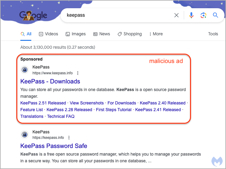 Ce faux site KeePass diffusé sur Google Ads est difficilement détectable