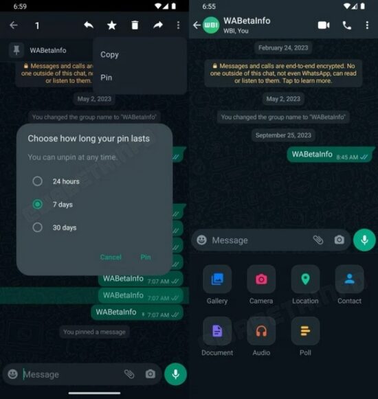 Epingler des messages WhatsApp : la fonctionnalité arrive