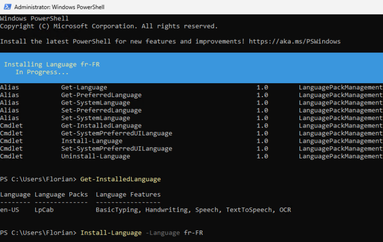 Installer un pack de langue Windows avec PowerShell