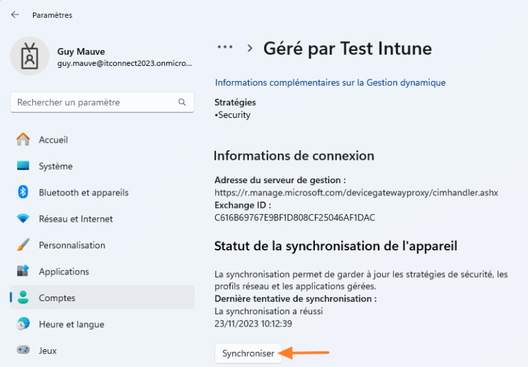 Intune - 6 méthodes pour synchroniser un appareil Windows